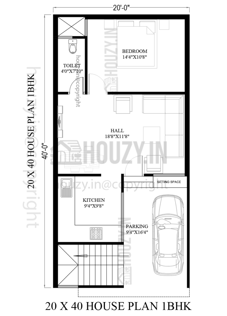 20x40 house plans north facing | HOUZY.IN