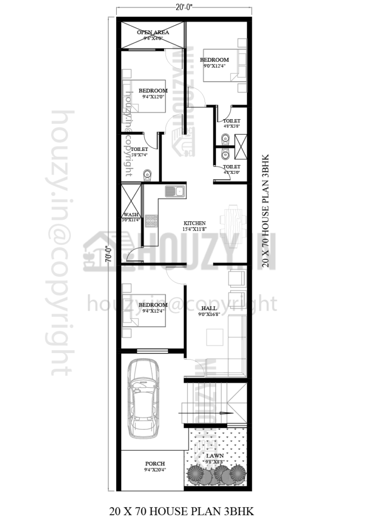 20x65 house plan | HOUZY.IN
