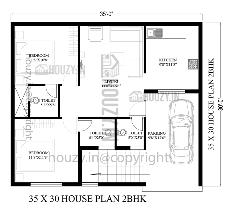 Best 35x30 house plans | 35x30 Floor Plans HOUZY.IN