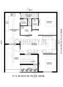 35x40 house plans | 35 40 house design 2bhk | HOUZY.IN