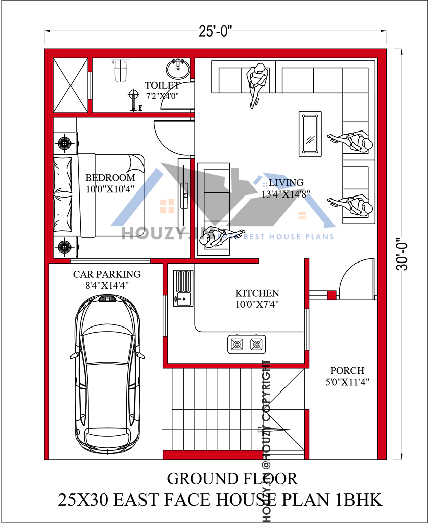 25x30 house plan | HOUZY.IN