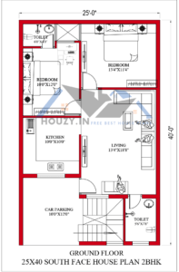 25x40 house plan | HOUZY.IN
