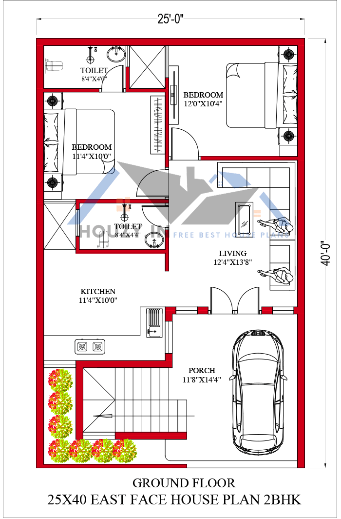25x40 house plan | HOUZY.IN