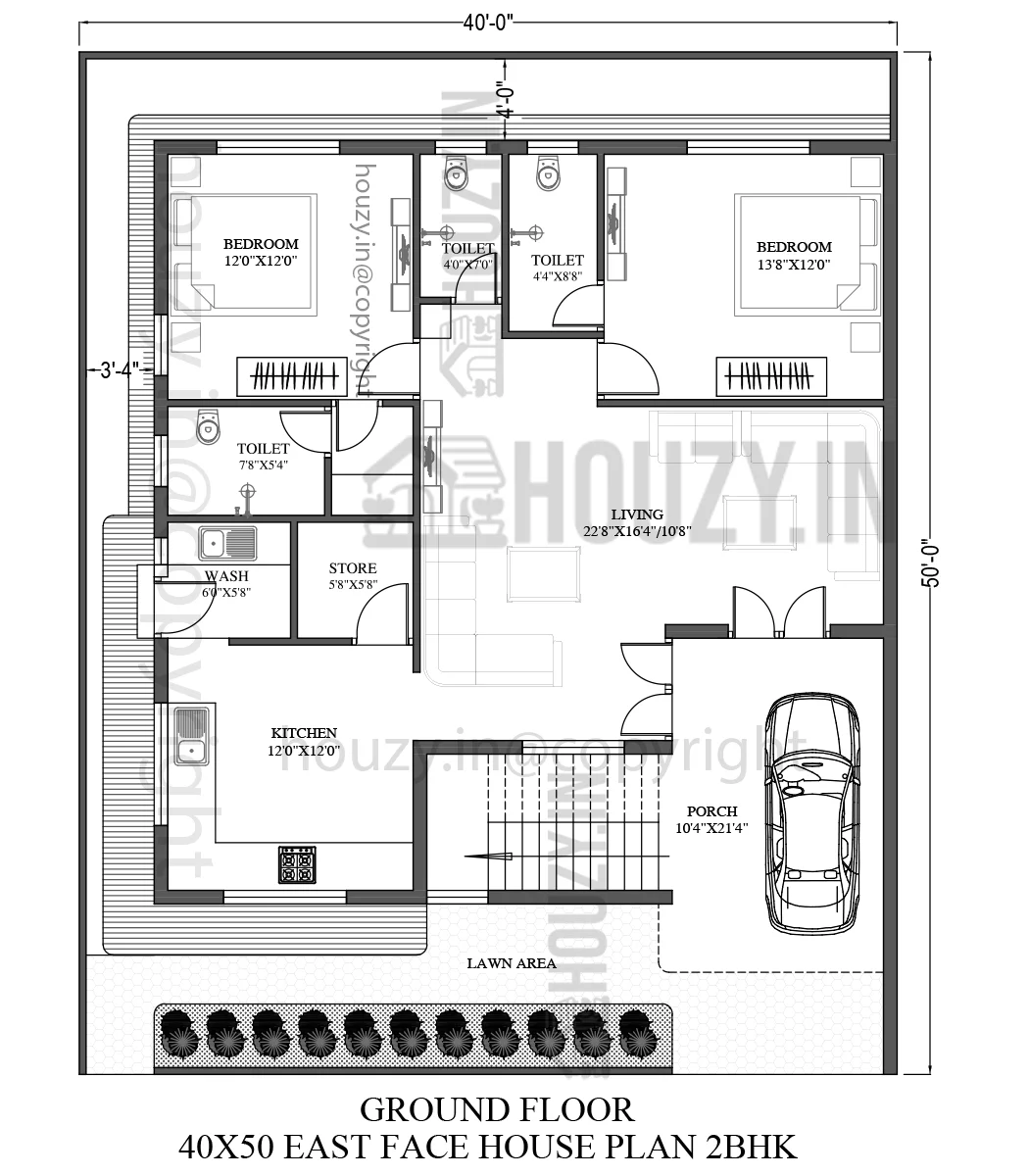 House Plans 40x50 With Garage Attached Plan #1672 3 Bedroom Ranch W/