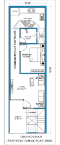 15x50 house plan | 2BHK 15 by 50 house plan design | HOUZY.IN