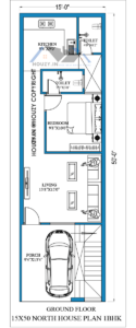 15x50 house plan | 2BHK 15 by 50 house plan design | HOUZY.IN