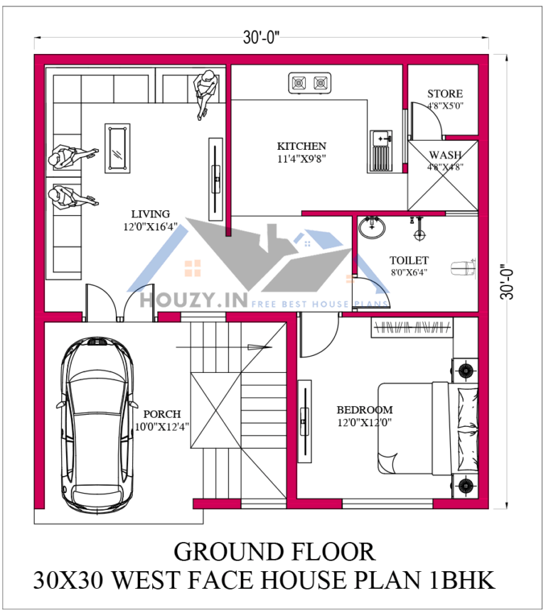 30x30 house plans | 2BHK & 1BHK | 900 square feet house plan | HOUZY.IN
