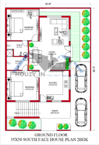 35x50 house plan | 3BHK 35x50 house plans India | HOUZY.IN
