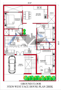 35x50 house plan | 3BHK 35x50 house plans India | HOUZY.IN