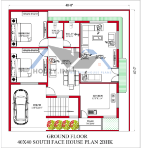 40x40 house plans | 3BHK 40x40 house plans with garage | HOUZY.IN