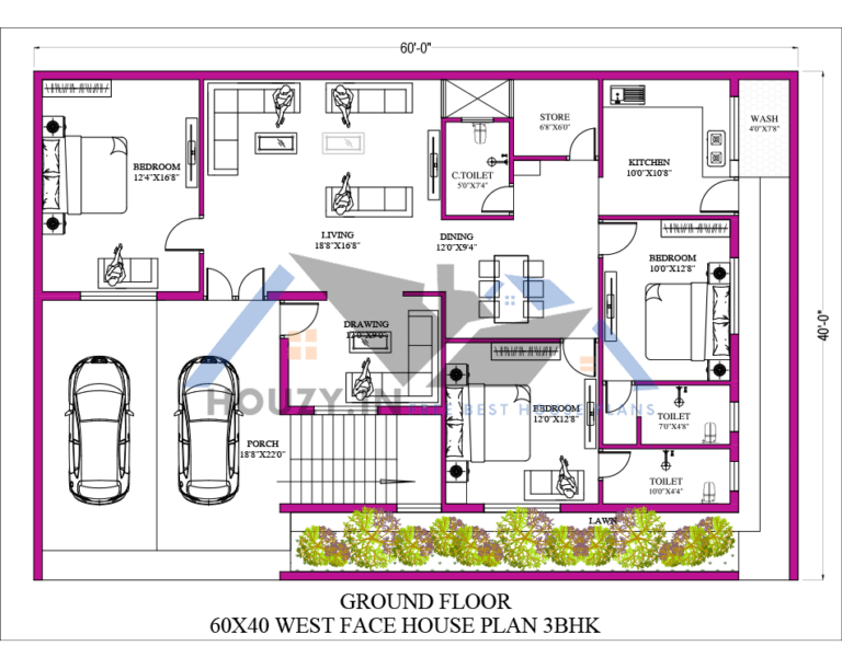 60x40 house plan | Best 3BHK | 2400 Sq Ft house plan | 60*40 plan